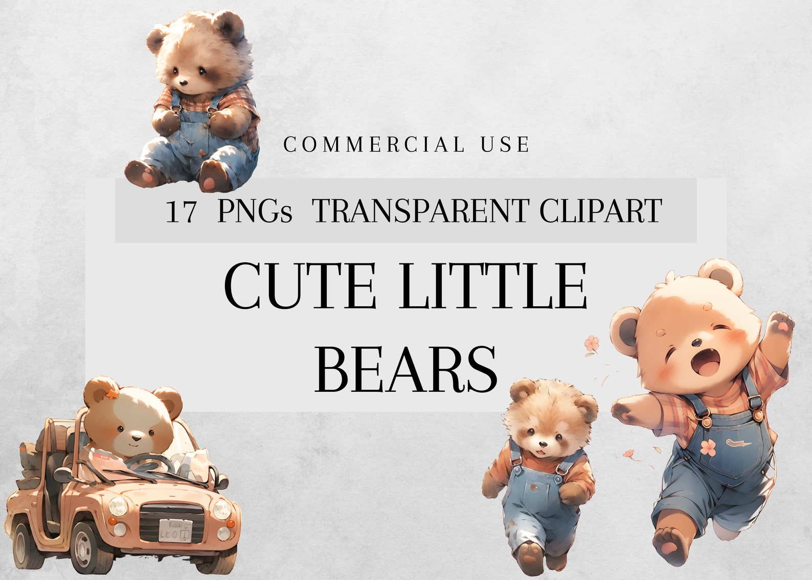 Watercolor Teddy Bear Clip Art Clipart Bundle Baby Shower - Etsy