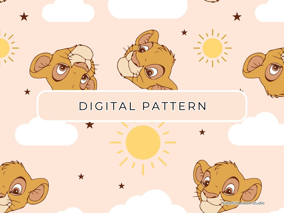 Cute Lion Digital Paper Pattern Theme, Simba Lion King Seamless File ...