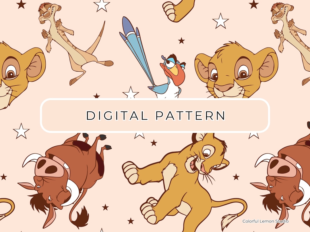 Cute Lion Digital Paper Pattern Theme, Simba Lion King Seamless File ...