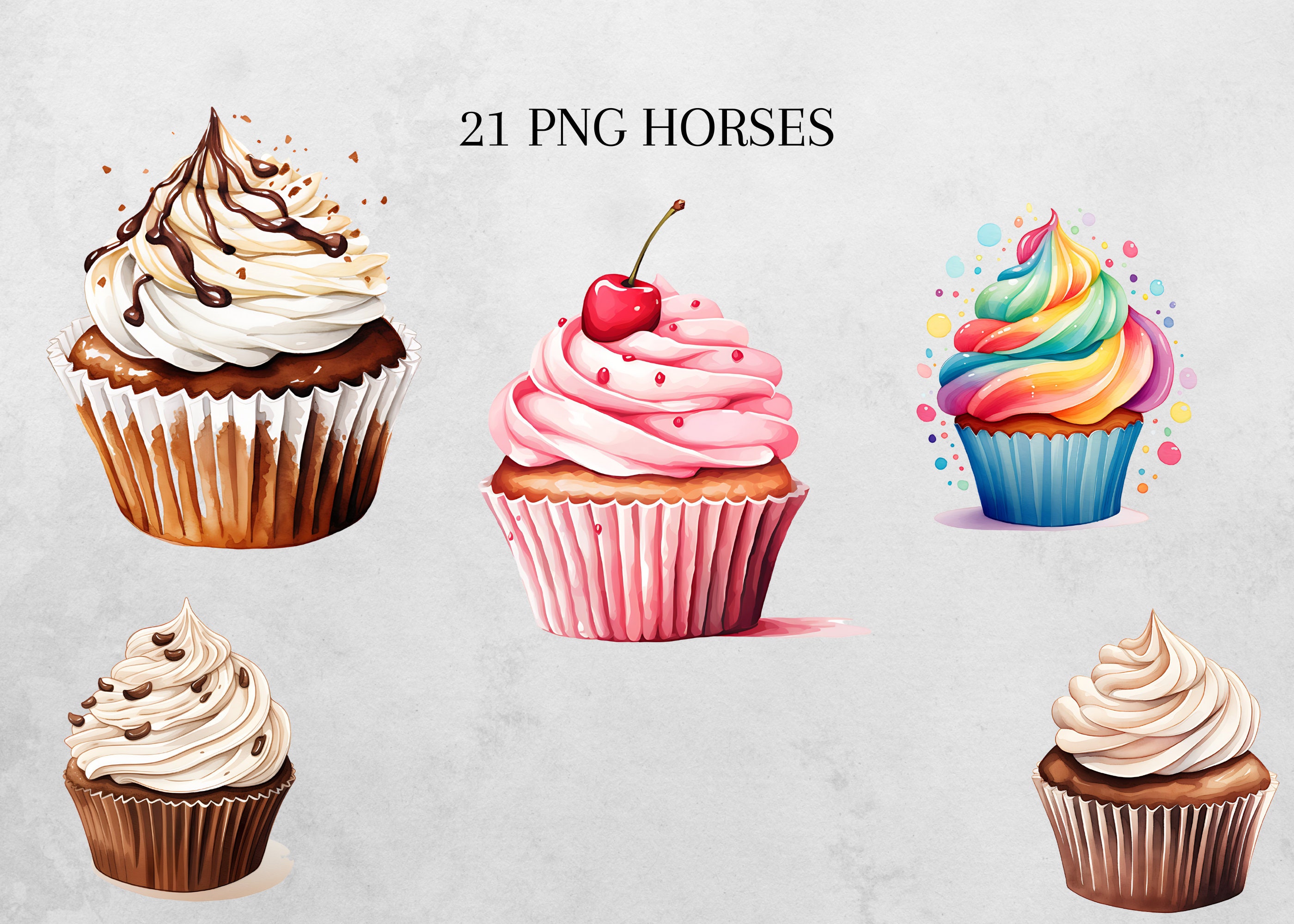 Watercolor Cupcake Clipart, Digital Art, Baking Clipart, Dessert ...