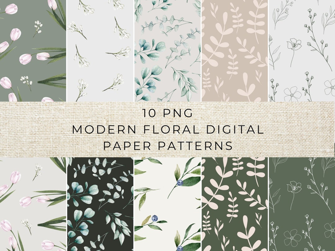 Modern Floral Digital Papers Pattern, Seamless Patterns, Garden Motifs ...