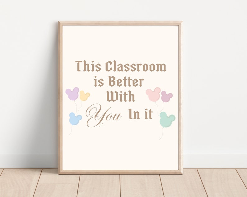 Disney Inspired Classroom Decor Posters, Kids Wall Art Set (digital ...