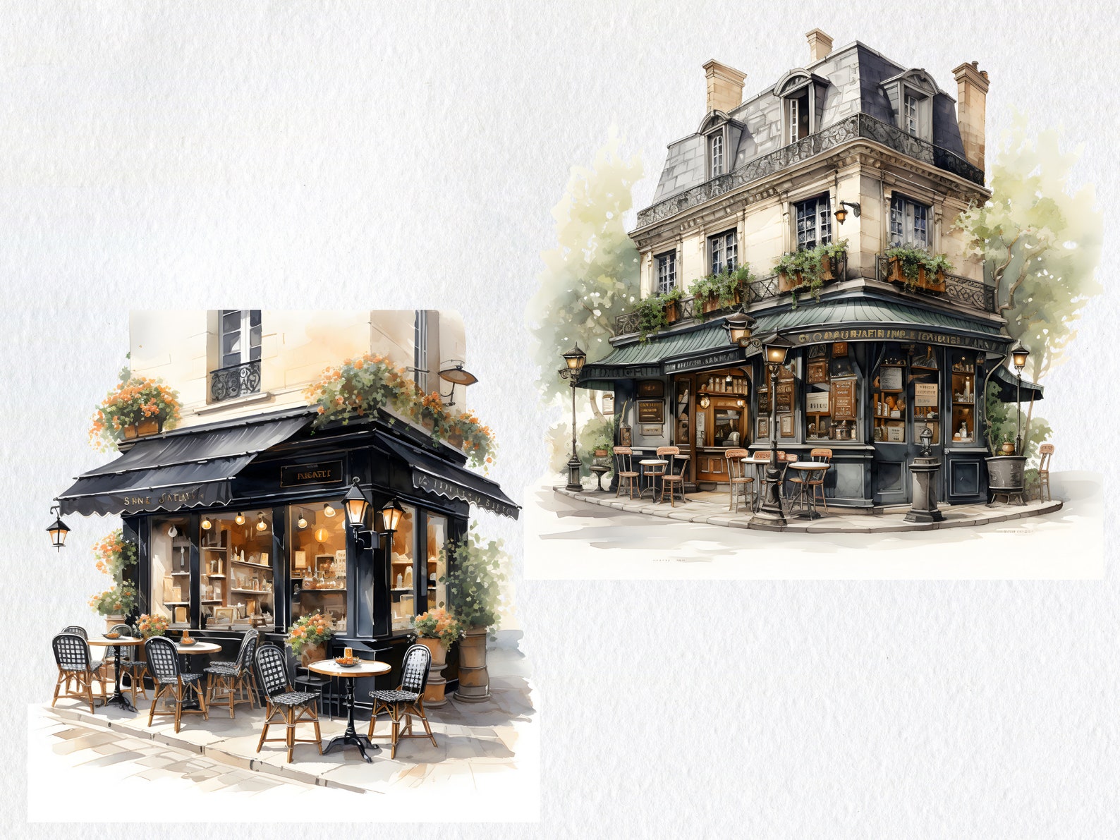 Watercolor Paris Coffee Shop Clipart PNG, Cute Paris Scenes PNG, Coffee ...