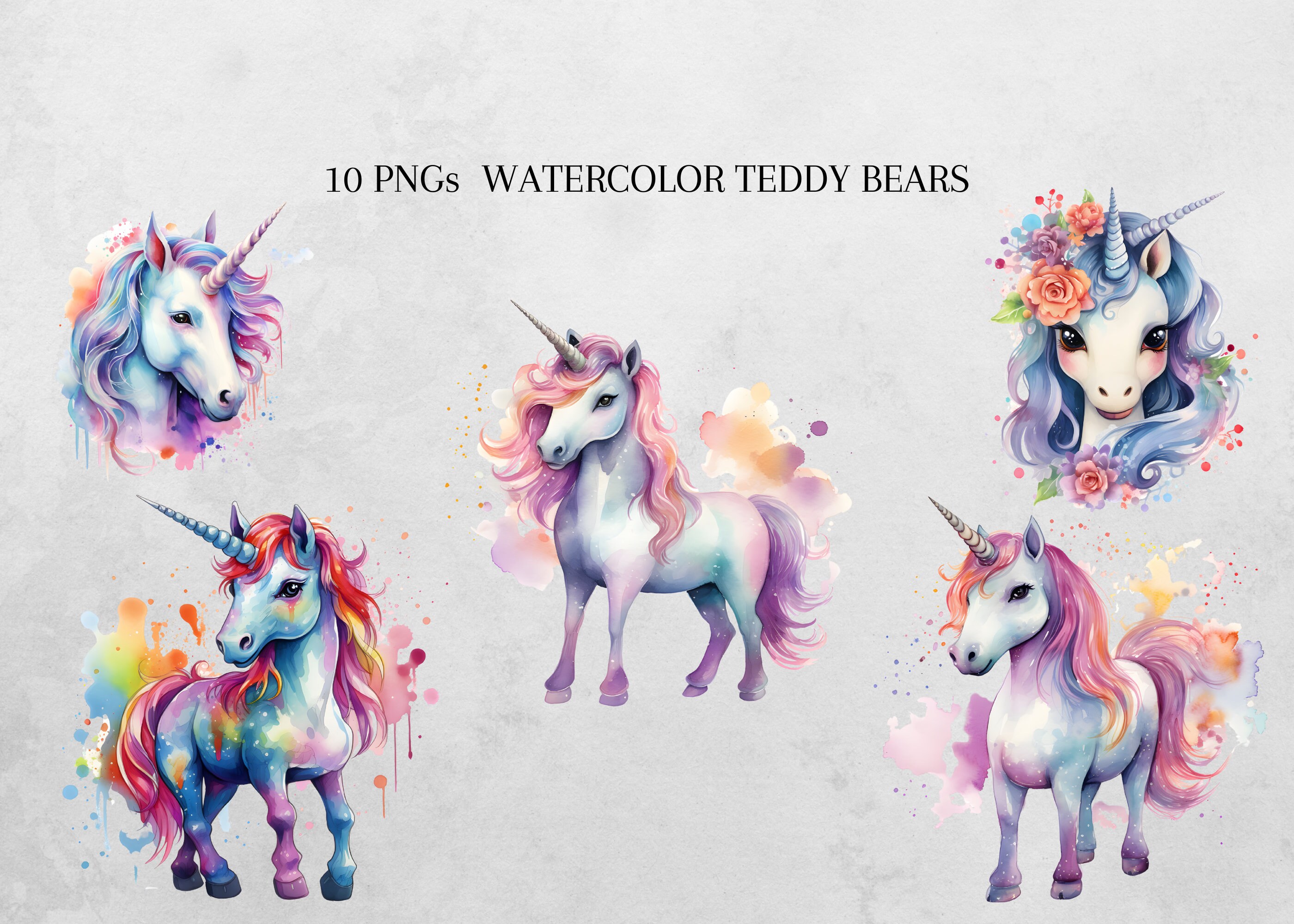 Watercolor Unicorn Clip Art Clipart Bundle Baby Shower - Etsy