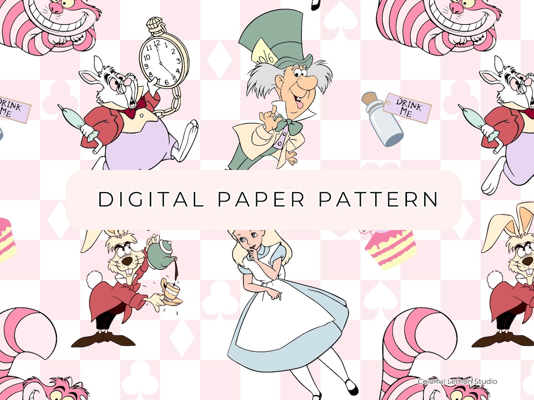 Alice Digital Paper Pattern, Alice Seamless Patterns, Digital Paper PNG ...