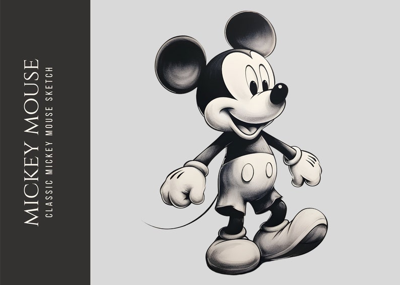 Classic Mickey Mouse Sketch PNG PDF JPG Clipart, Mickey Hand Draw ...