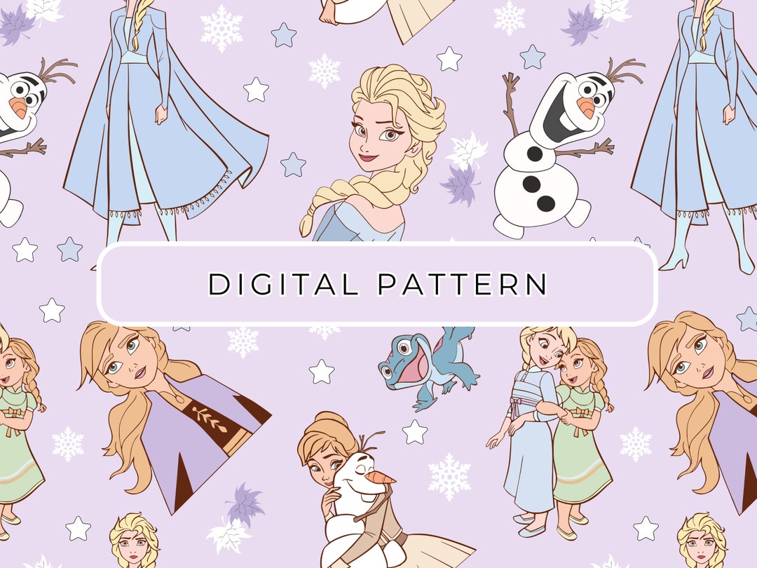 Princess Digital Paper Pattern Pink Frozen Theme, Seamless Patterns ...