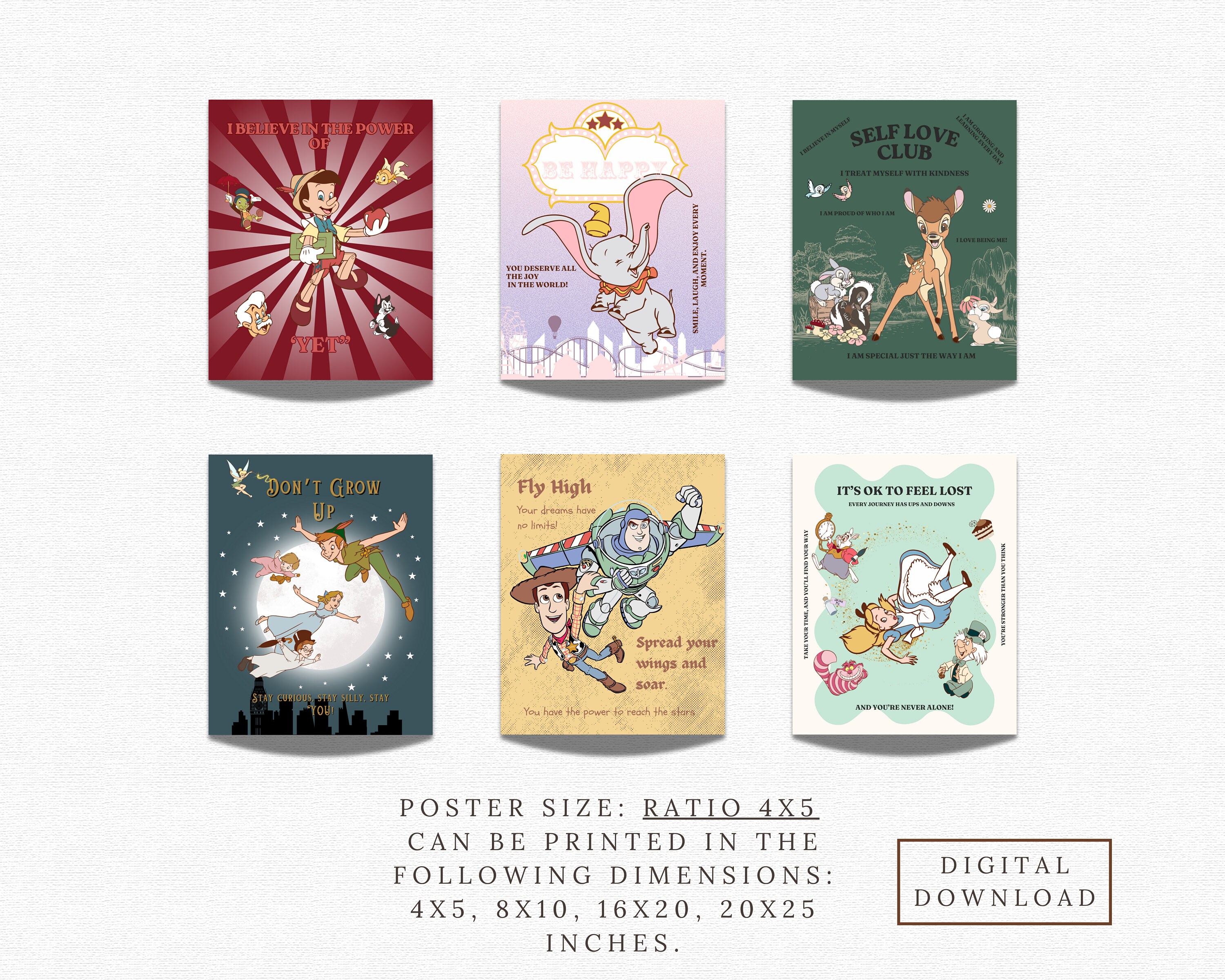 Classroom Vintage Disney Characters Posters, Printable Self Love ...