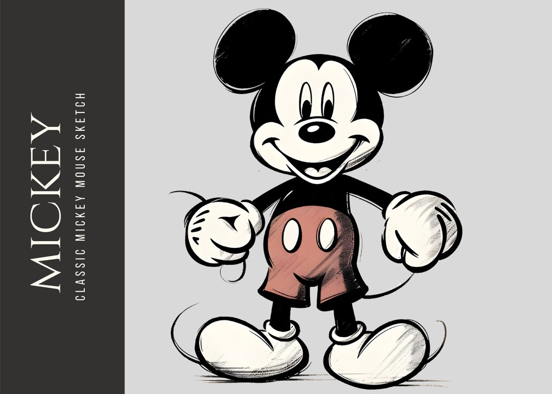 Classic Mickey Mouse Sketch PNG PDF JPG Clipart, Mickey Hand Draw ...