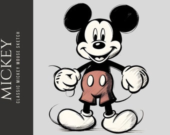 Classic Mickey Mouse Sketch PNG PDF JPG Clipart, Mickey Hand Draw ...