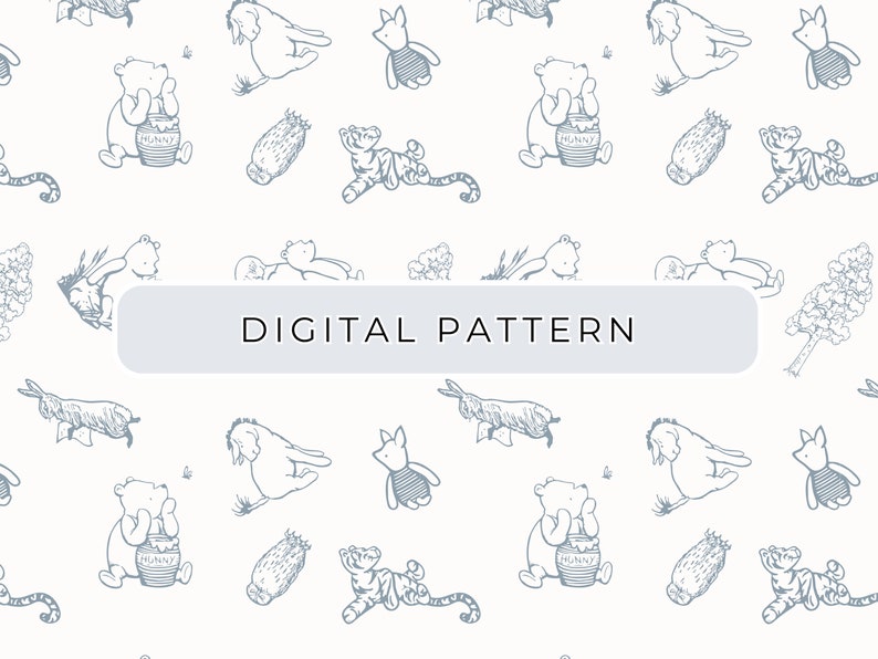 Winnie the Pooh Digital Paper Pattern, Winnie Check Seamless Pattern ...