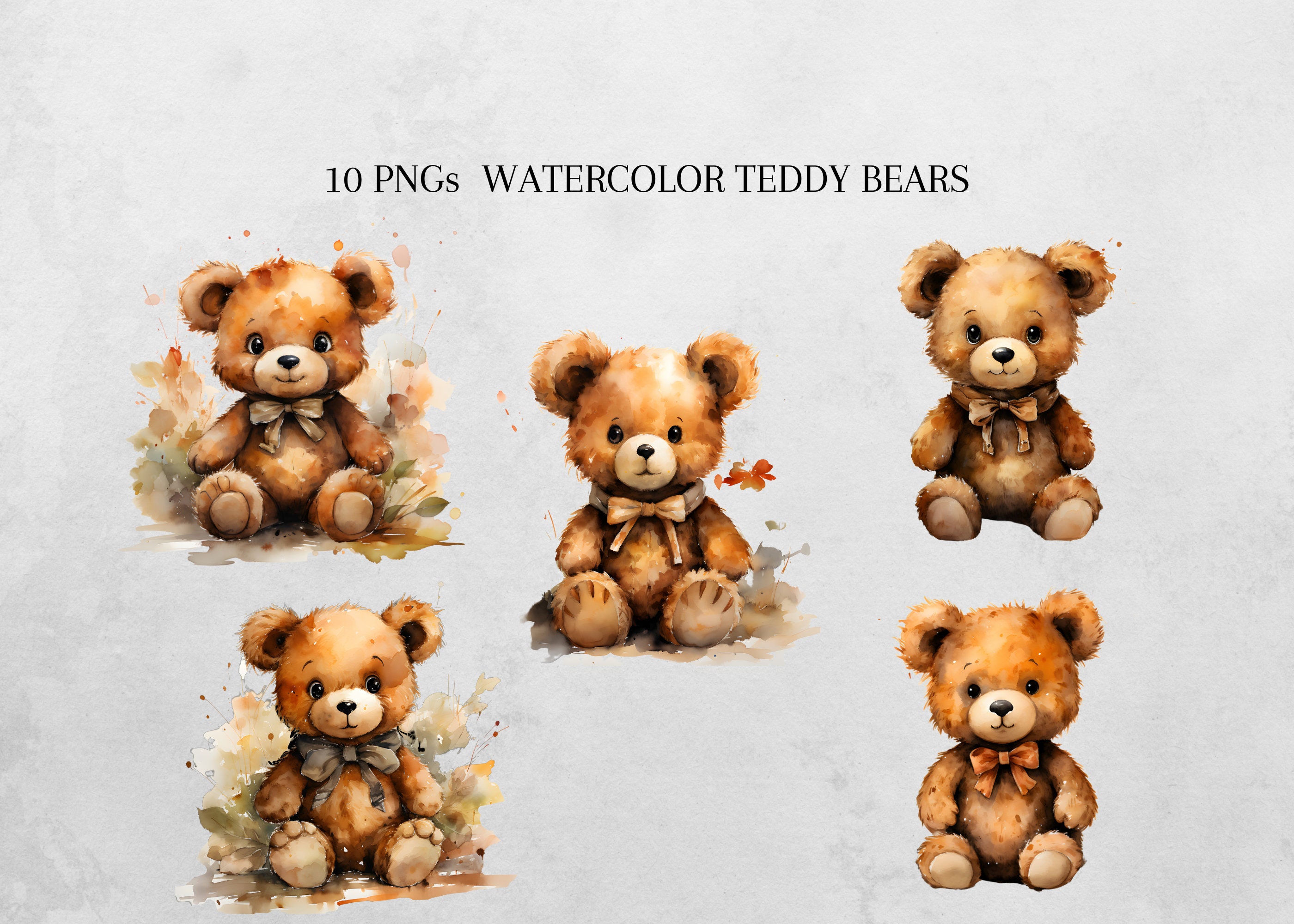 Watercolor Teddy Bear Clip Art Clipart Bundle Baby Shower - Etsy
