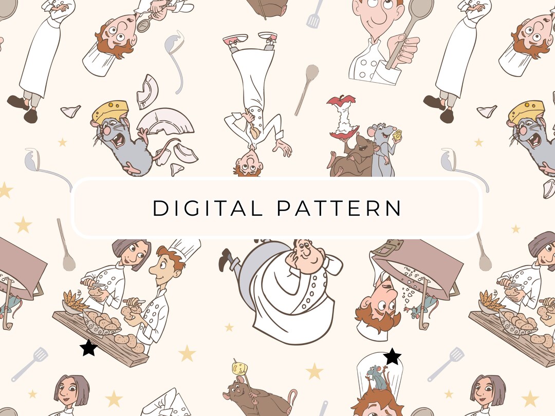 Little Chef Digital Paper Pattern Theme, Ratatouille Seamless File PNG ...