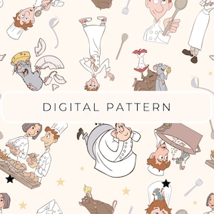 Little Chef Digital Paper Pattern Theme, Ratatouille Seamless File PNG ...