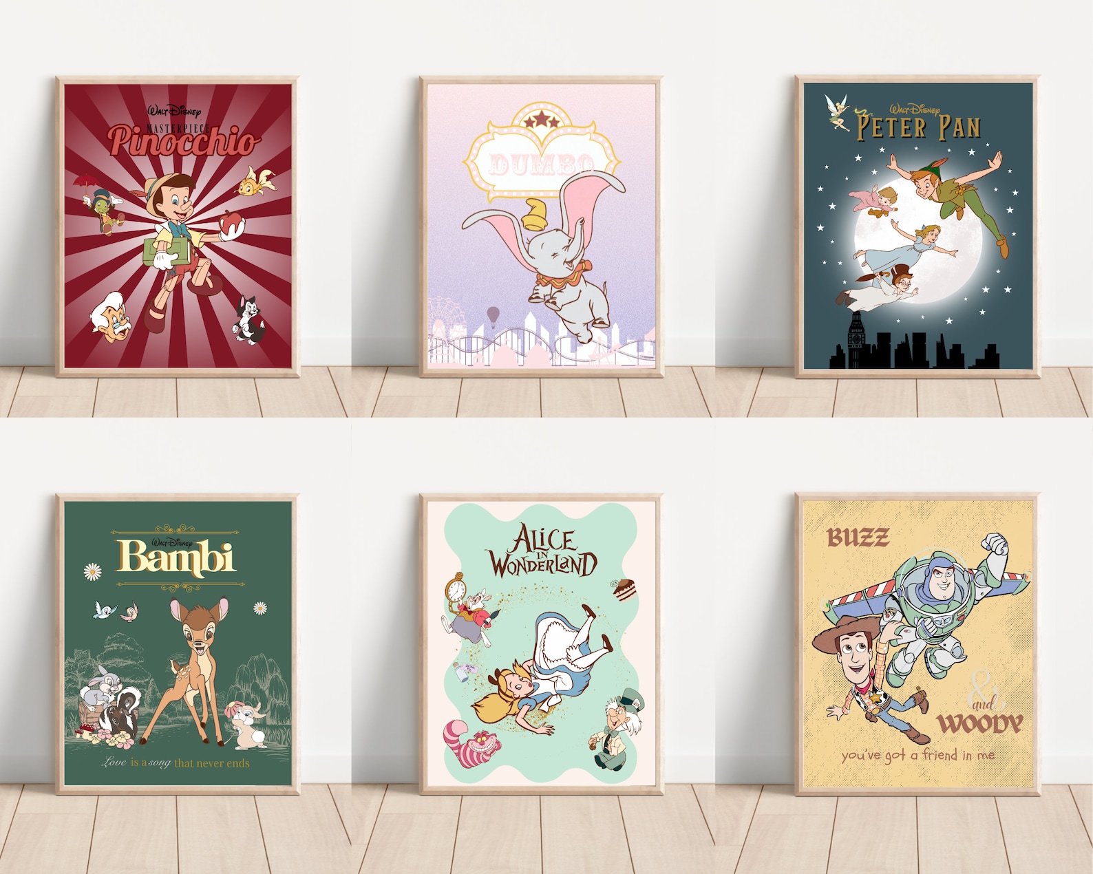 Printable Vintage Disney Characters Poster Wall Art, Nursery Wall Art ...