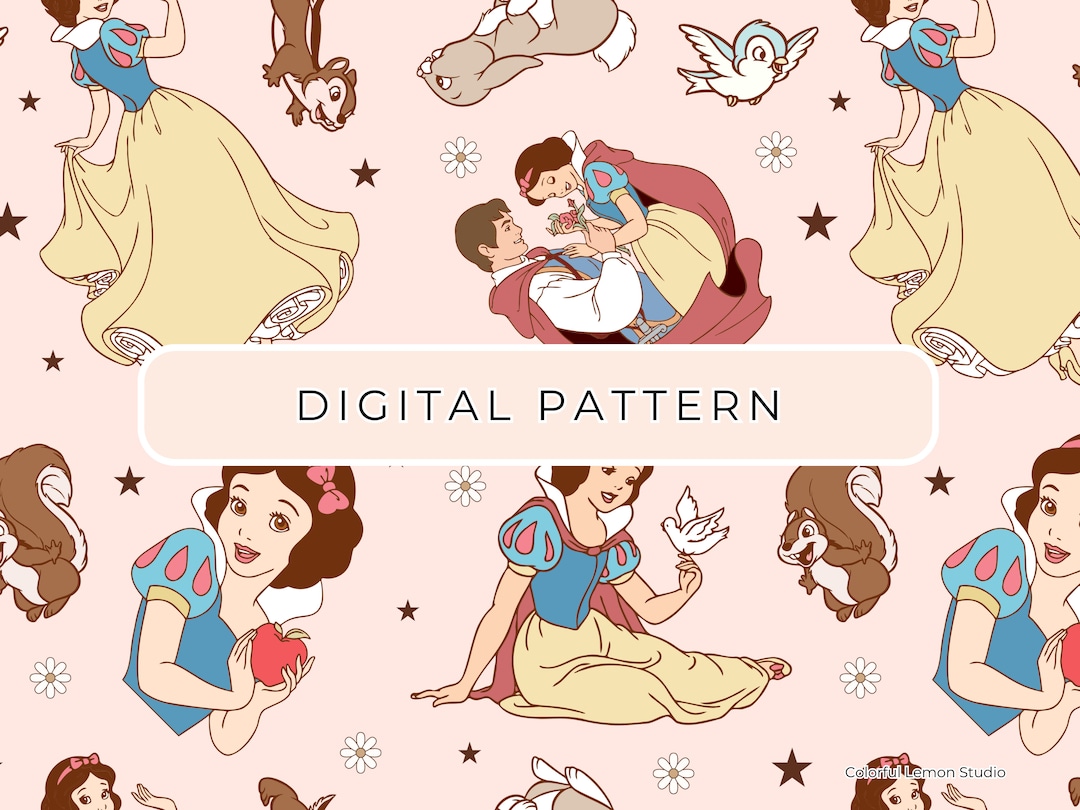 Princess Snow Digital Paper Pattern Theme, Princess Seamless File PNG ...