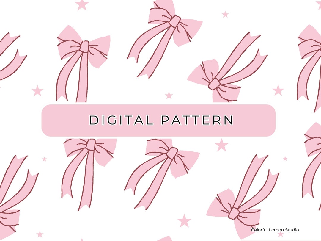 Bow Digital Paper Pattern Theme, Bow Girly Seamless Patterns Digital ...