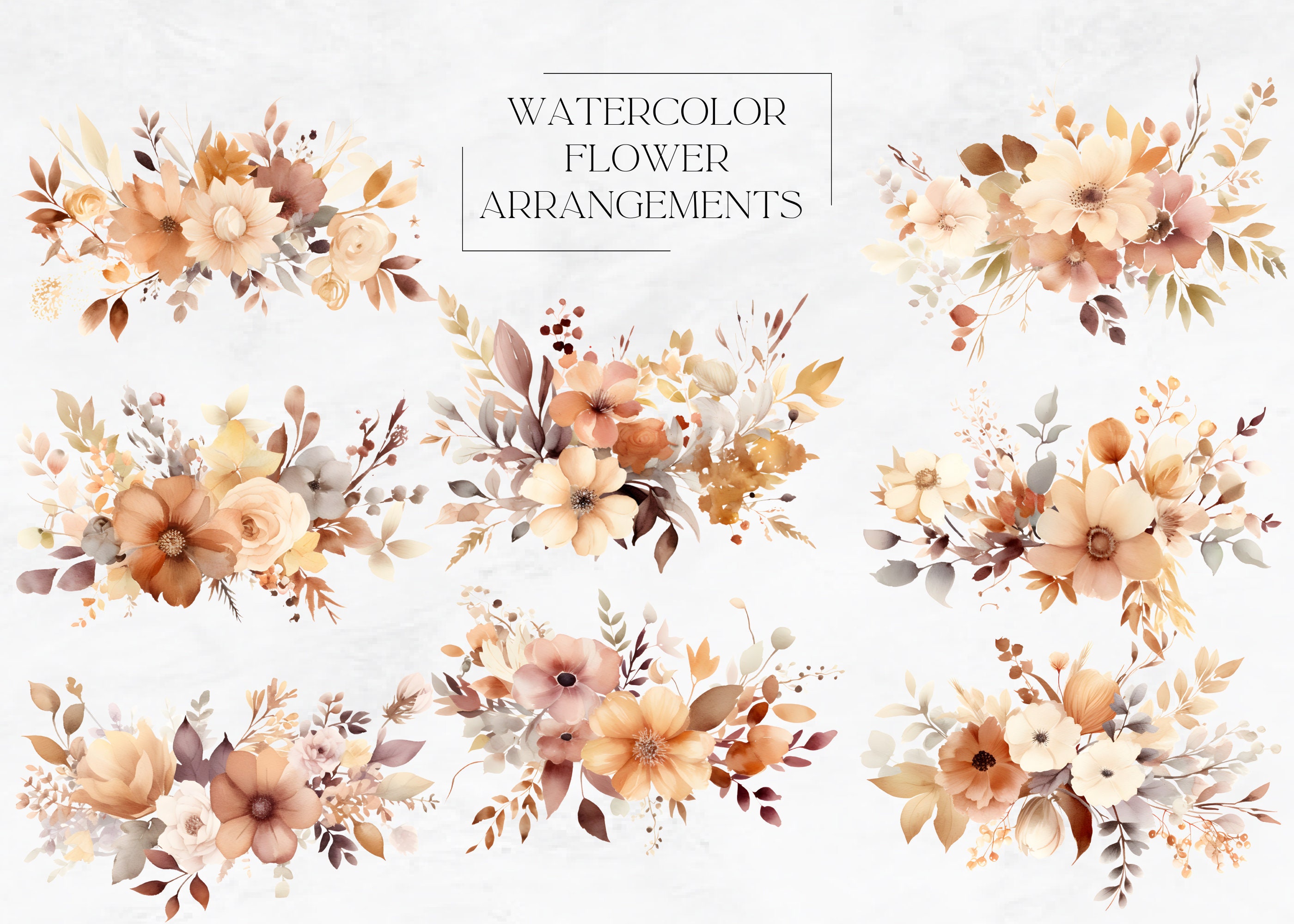 Watercolor Floral Wildflower Clipart PNG Autumn Floral - Etsy
