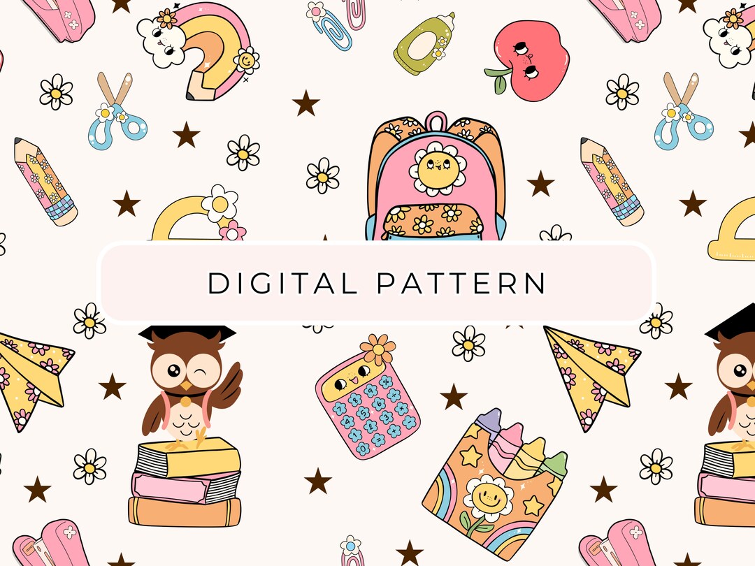 Classroom Seamless Digital Paper Pattern, Seamless Patterns, School ...