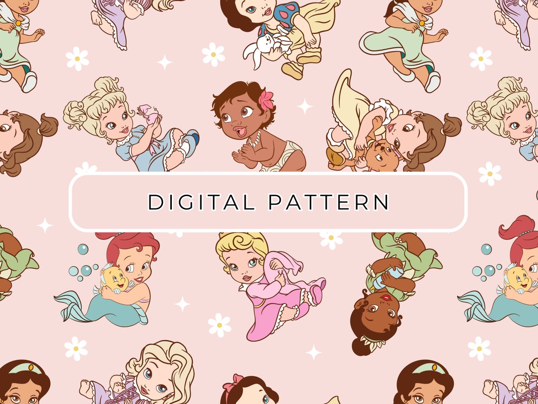 Baby Princess Digital Paper Pattern Theme, Ariel Belle Mulan Snow White ...