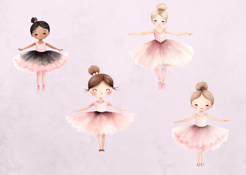 Watercolor Ballerina Clipart Bundle, Cute Ballerinas Swan Butterflies ...