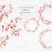 Watercolor Cherry Blossoms Clipart Floral Pink Wreaths - Etsy