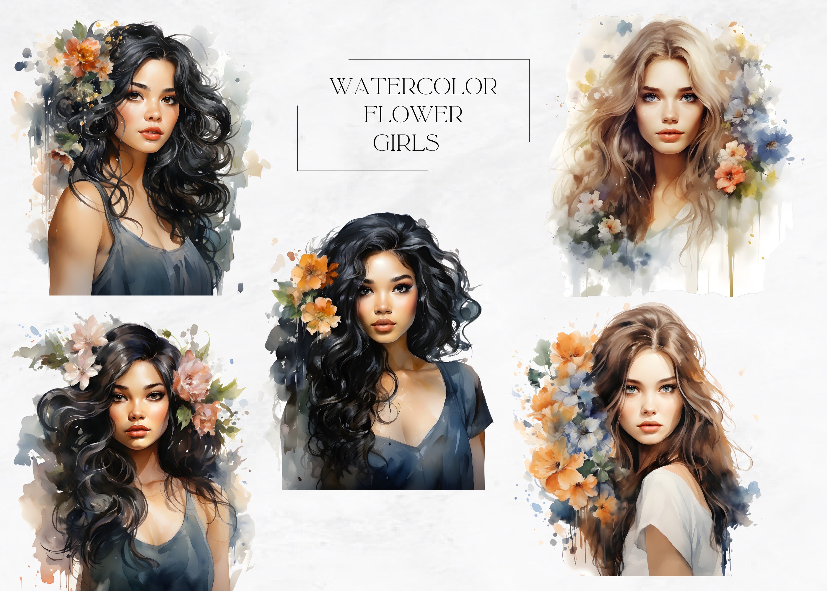 Watercolor Beautiful Woman Portrait Clipart PNG, Women Clipart, Woman ...