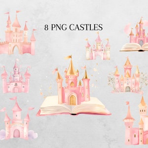 Watercolor Princess Theme PNG Clipart Bundle, Cute Princess and Knight ...
