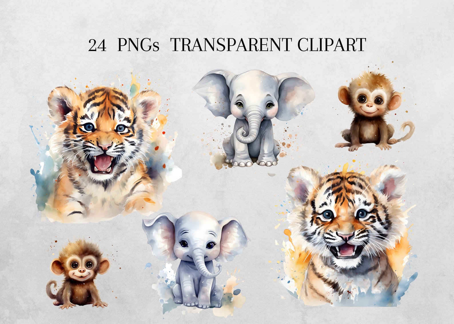 Watercolor Safari Animals Clipart Bundle, Baby Shower Clipart, Nursery ...