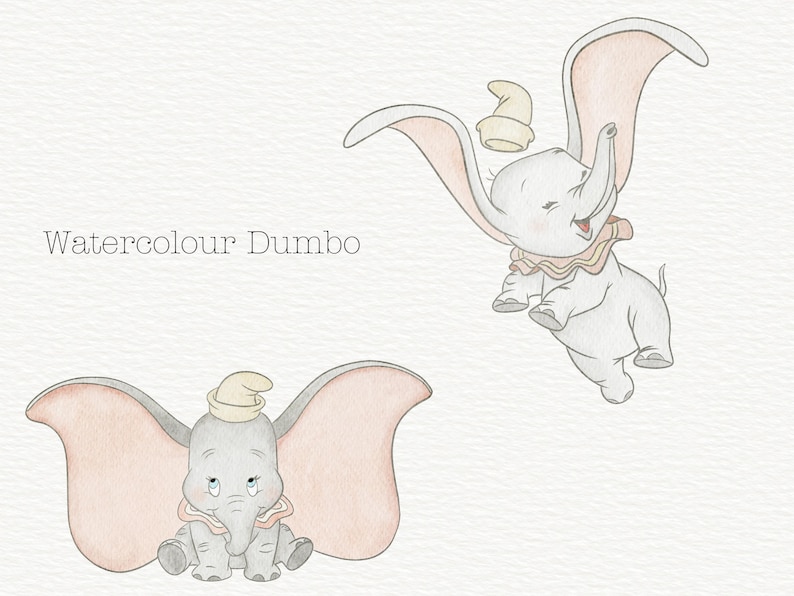 Watercolour Dumbo Clipart PNG, Cute Elephant Pastel Color PNG, Dumbo ...