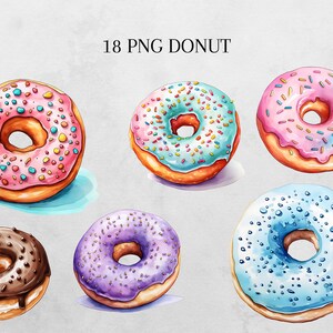 Watercolor Donut Clipart PNG, Sweet Bakery Food Clipart, Donut Birthday ...