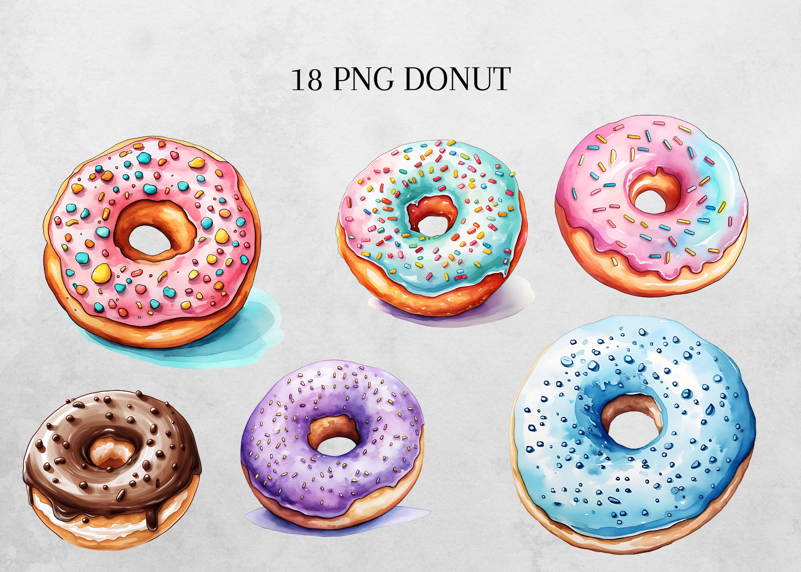 Watercolor Donut Clipart PNG, Sweet Bakery Food Clipart, Donut Birthday ...