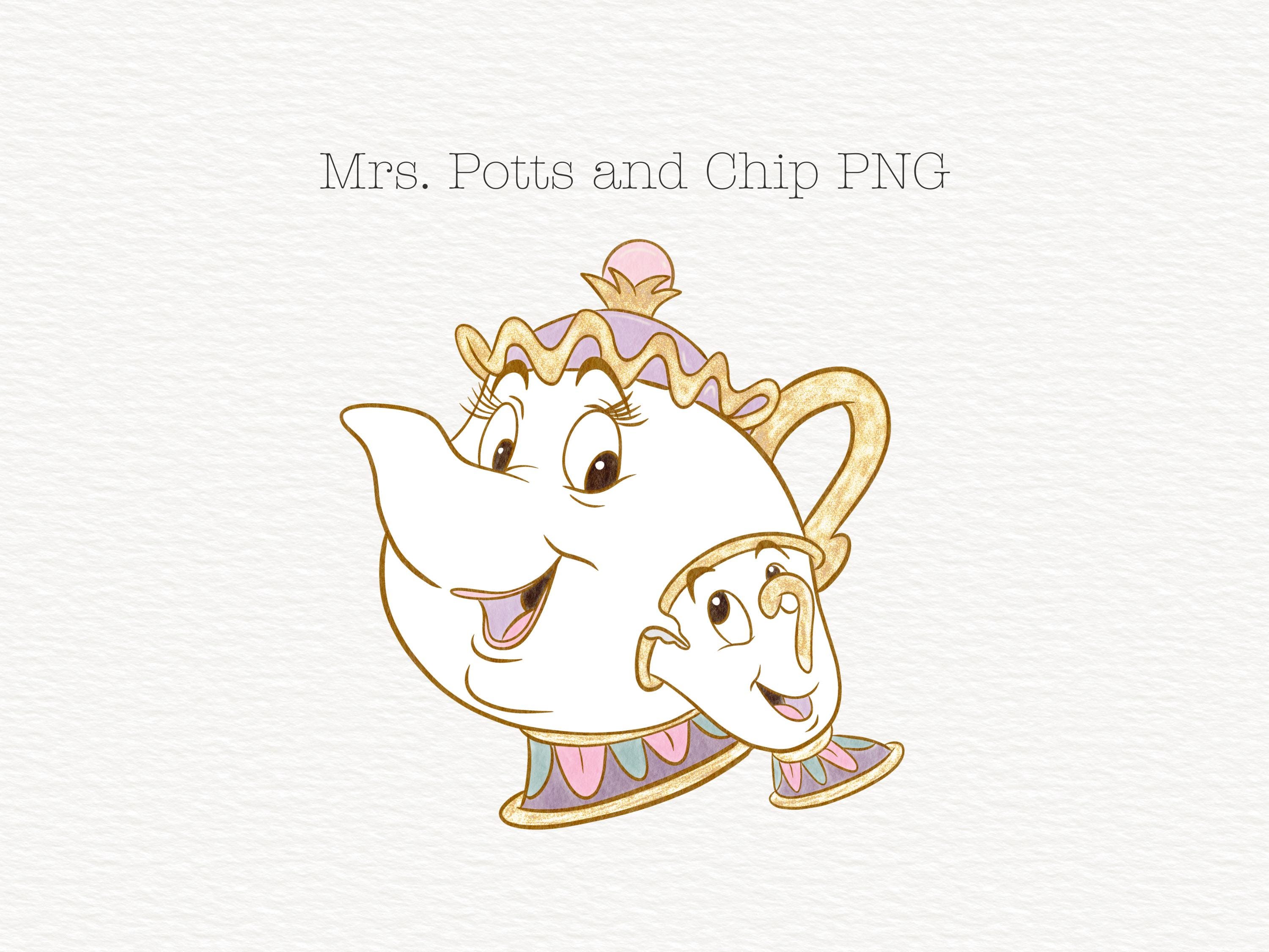 Watercolor Miss Potts and Chip, Chip Clipart, Miss Potts PNG, , Hand ...