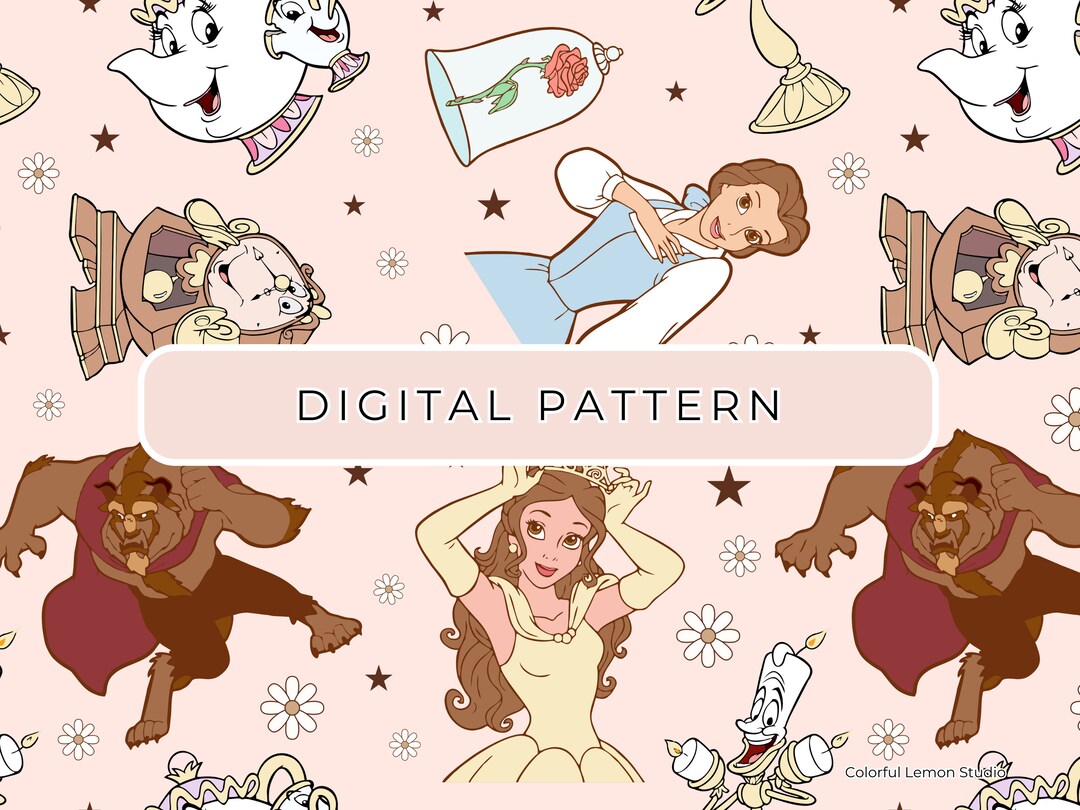 Princess Belle Digital Paper Pattern Theme, Beauty Belle Seamless File ...