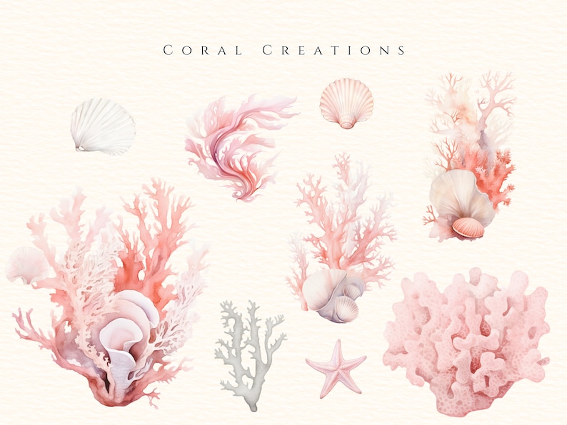 Watercolor Under the Sea Coral Sea Clip Art Bundle, Sea Coral Starfish ...