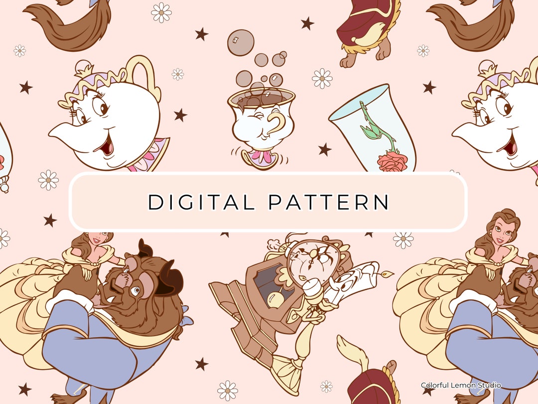 Princess Belle Digital Paper Pattern Theme, Beauty Belle Seamless File ...