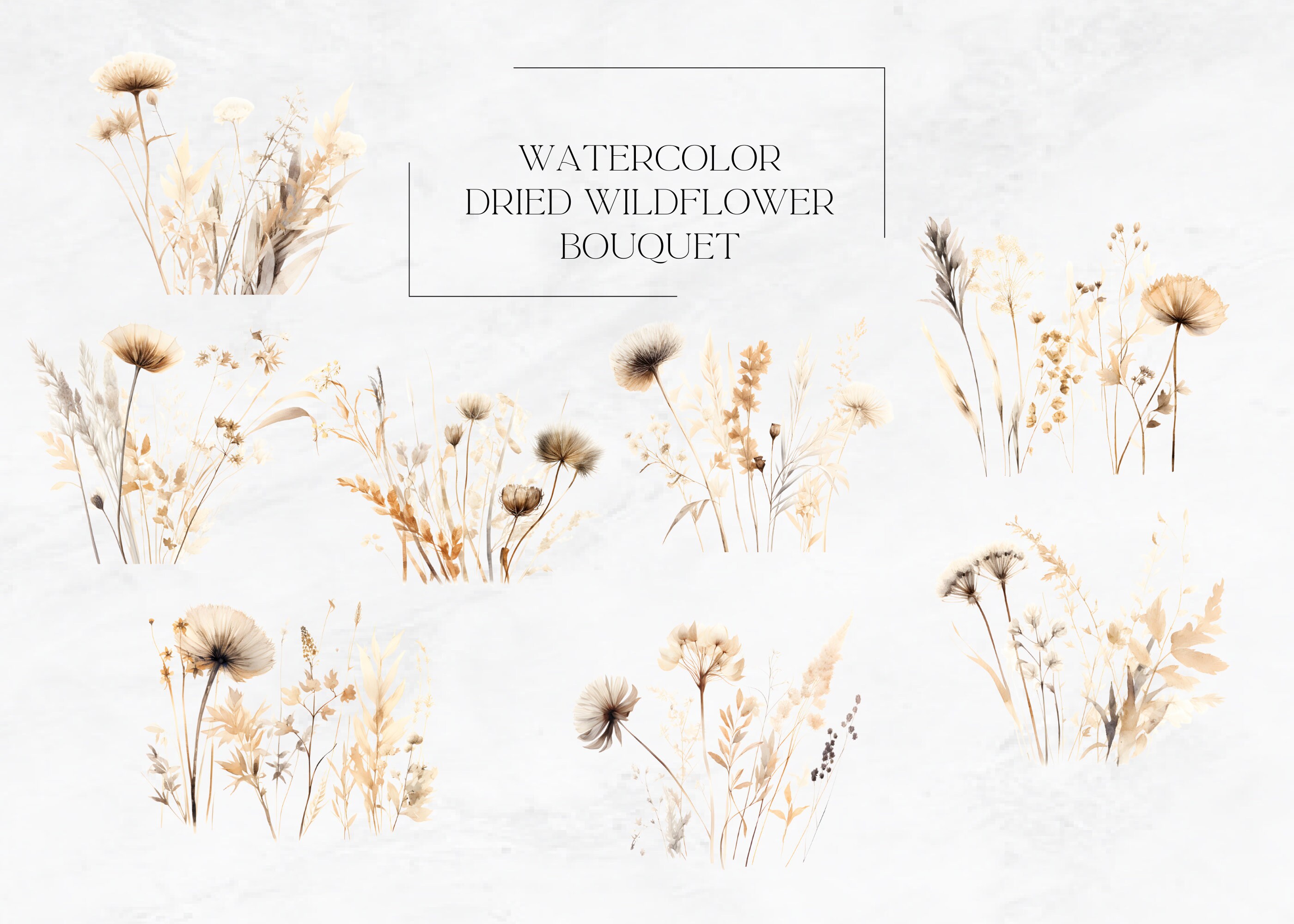 Watercolor Floral Wildflower Clipart PNG Dried Bouquet - Etsy