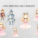 Watercolor Princess Theme PNG Clipart Bundle, Cute Princess and Knight ...