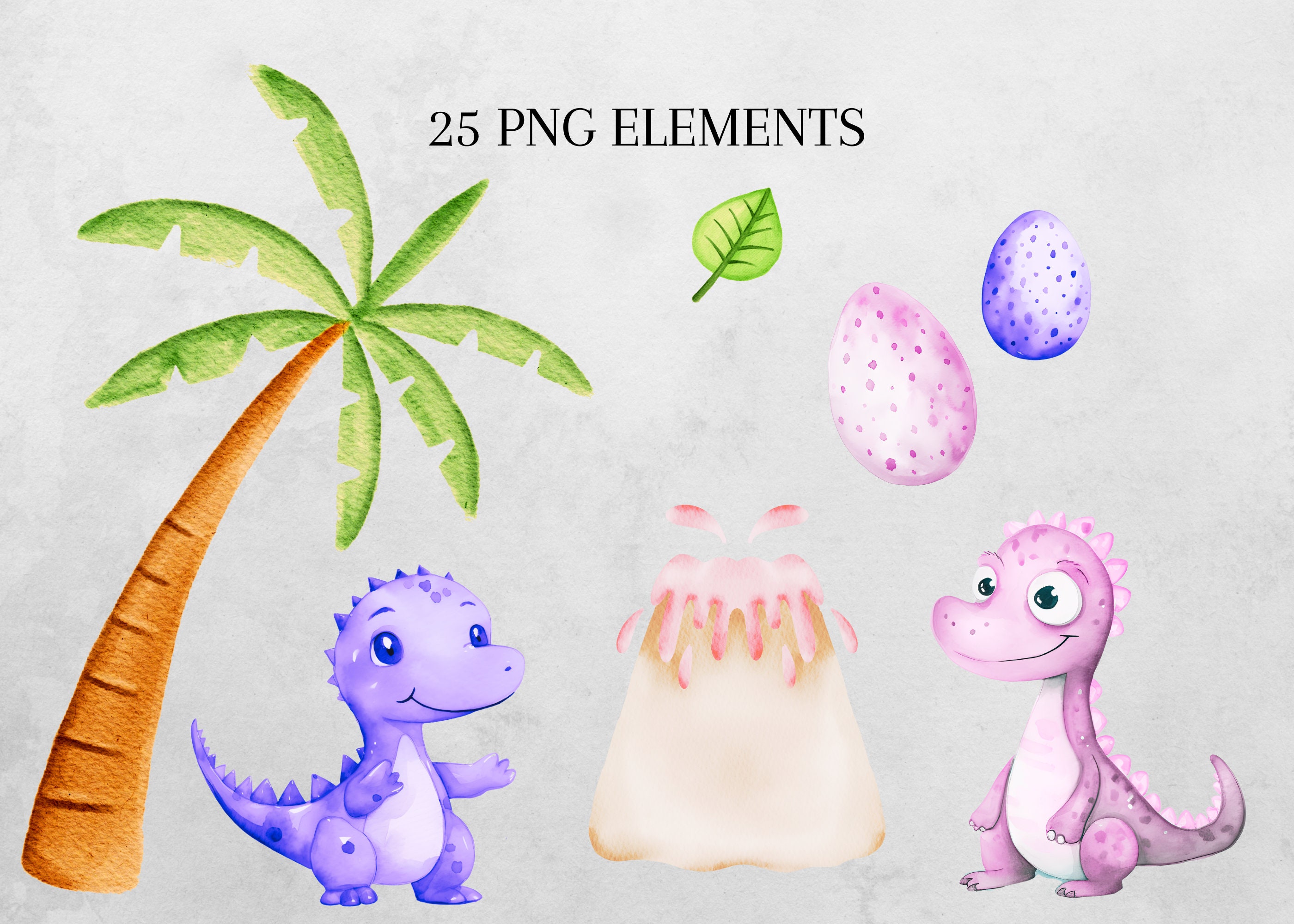 Watercolor Dinosaurs Clipart Bundle Cute Dinosaurs PNG Baby - Etsy