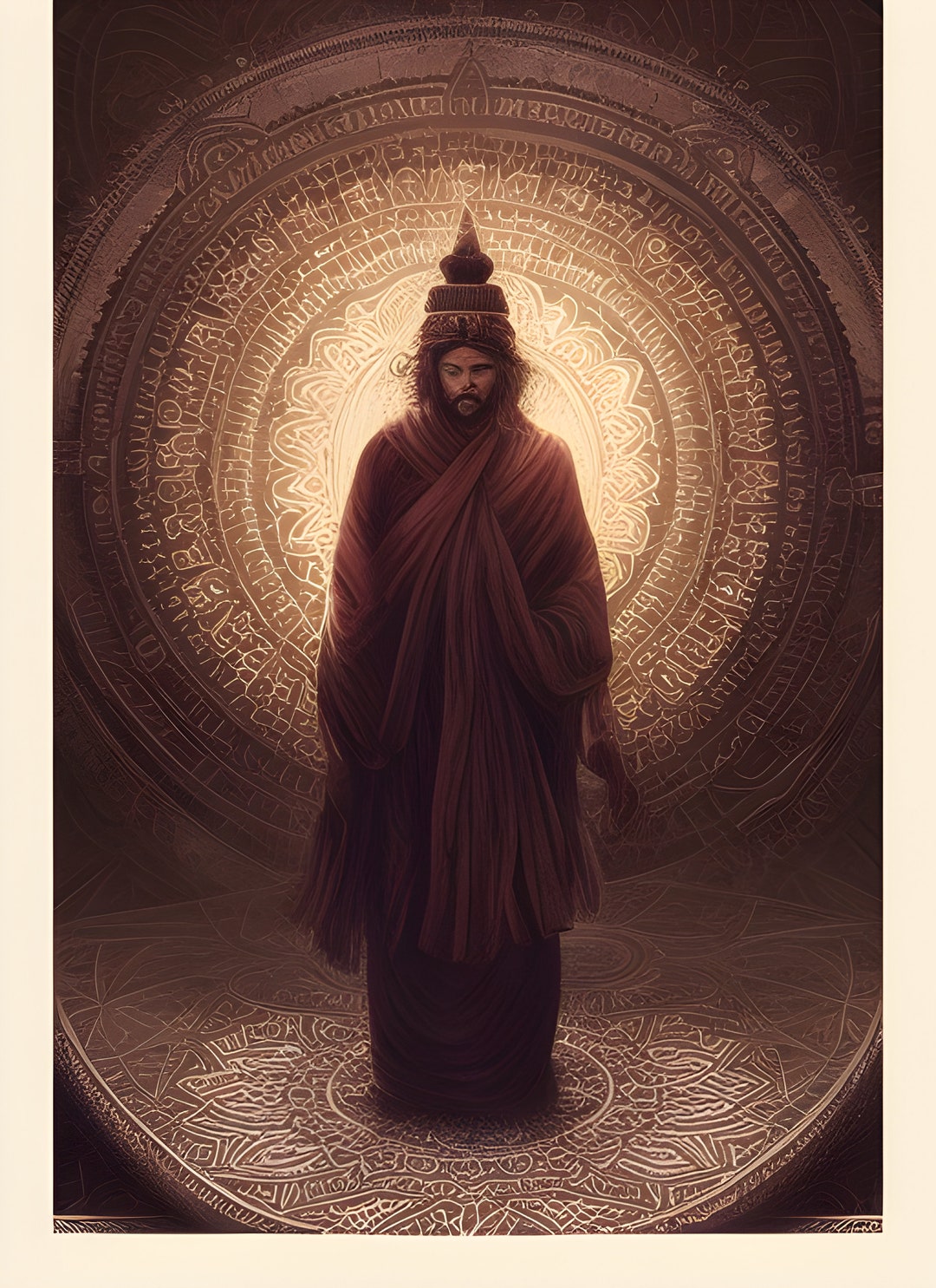 Mandala Art Filled With a Vise Man, Specially Design for Spiritual ...