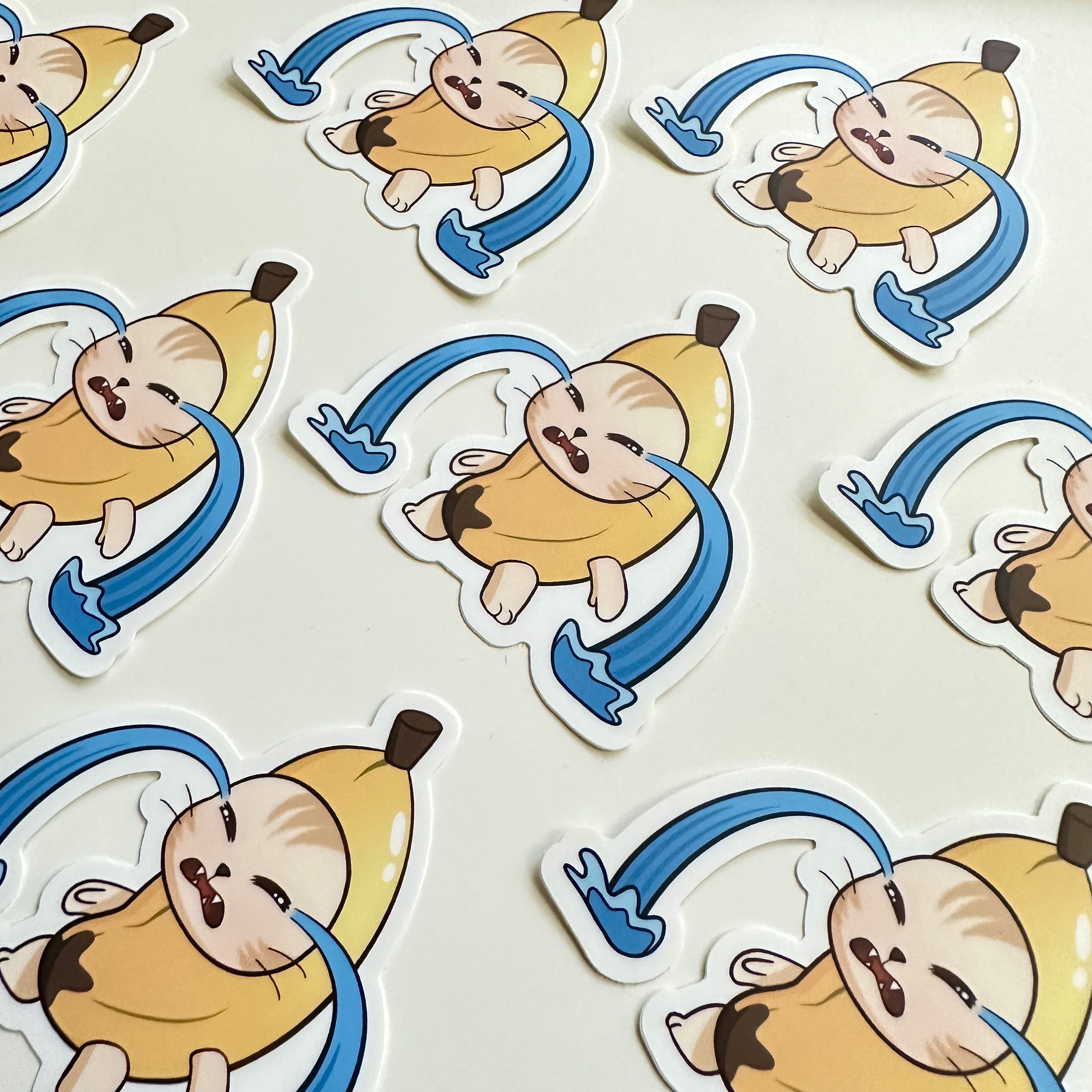 Banana Crying Cat Vinyl Sticker Meme | Waterproof Matte | Cute Die Cut ...