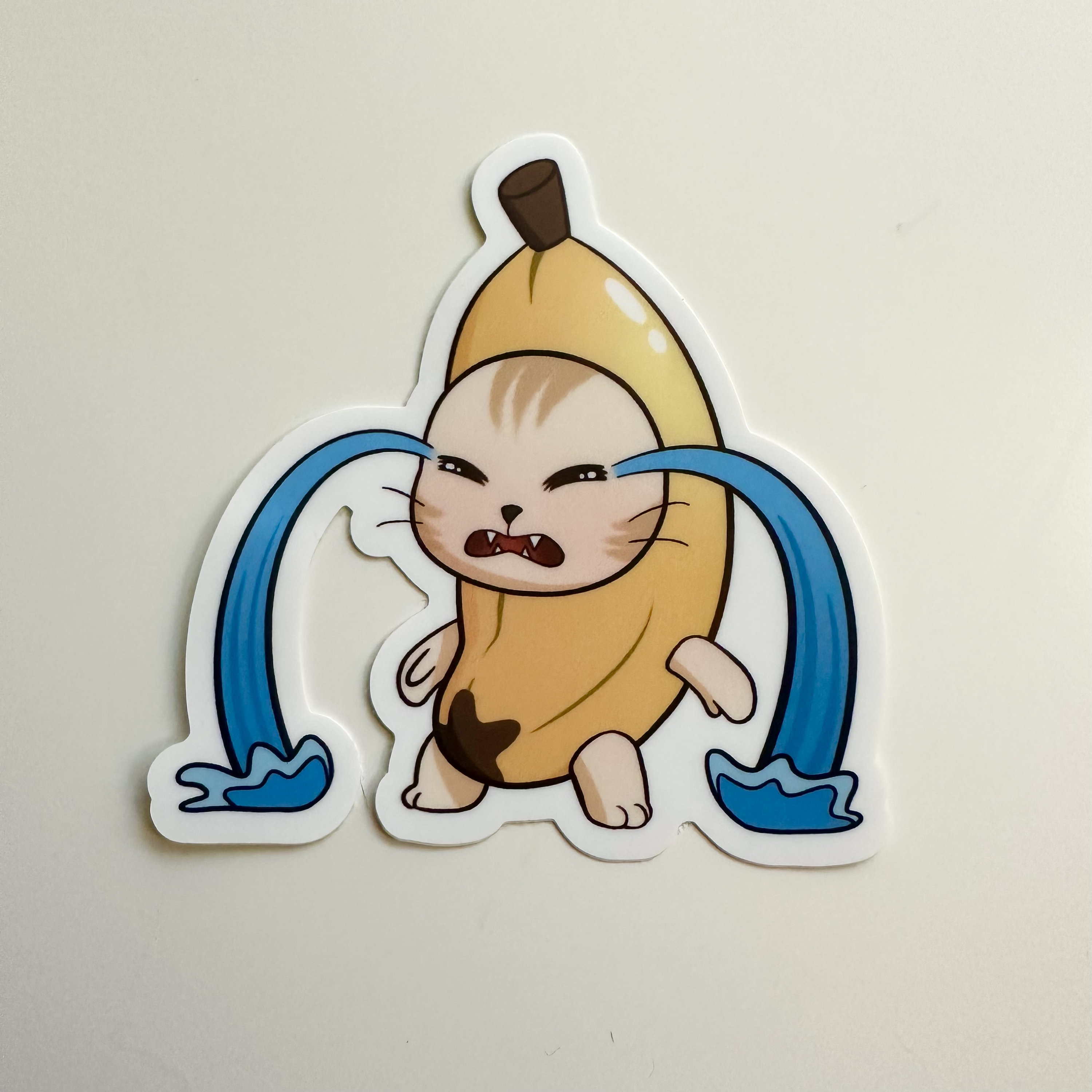 Banana Crying Cat Vinyl Sticker Meme | Waterproof Matte | Cute Die Cut ...