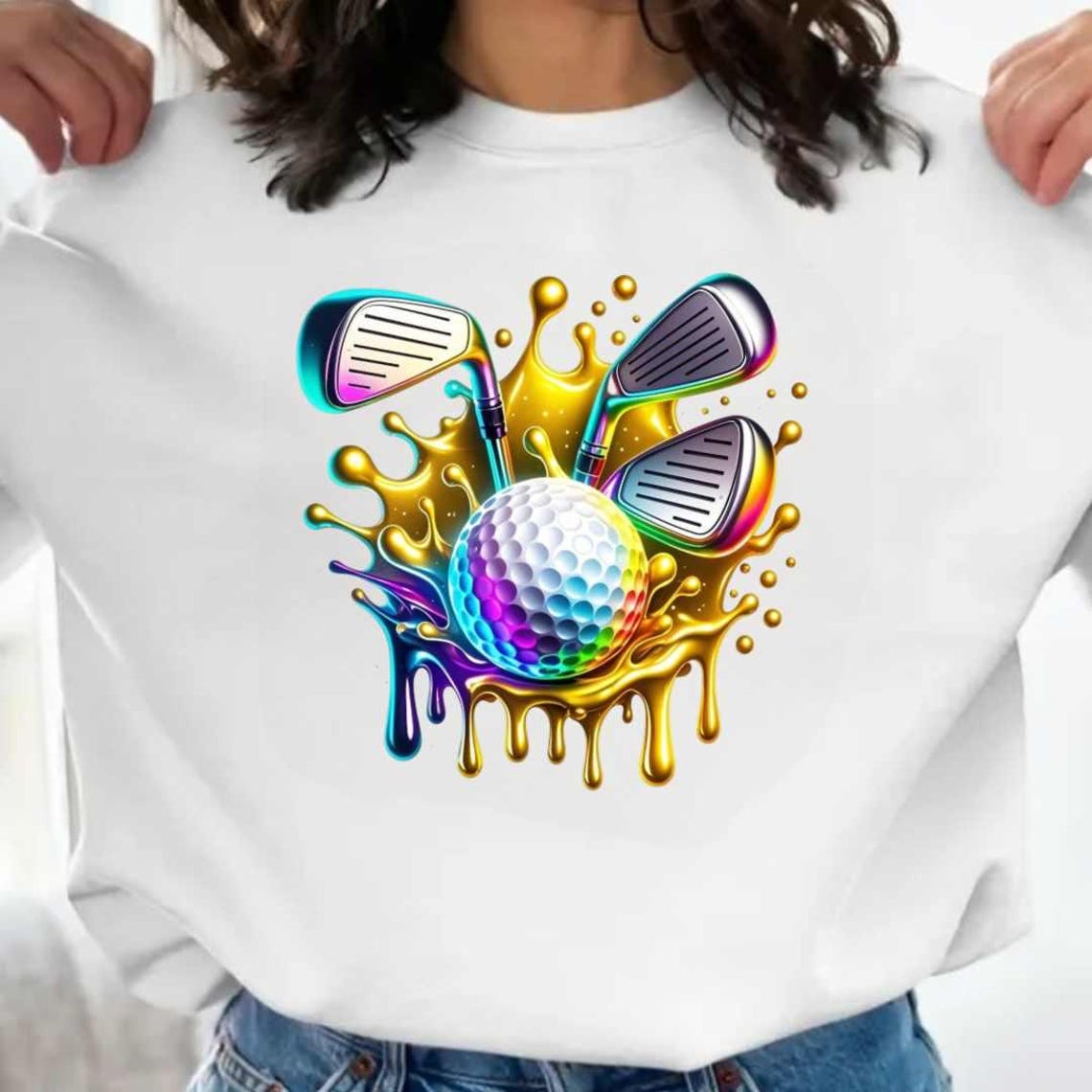 Colorful Golf PNG Bundle | Dripping Paint Golf Ball & Clubs Sublimation ...