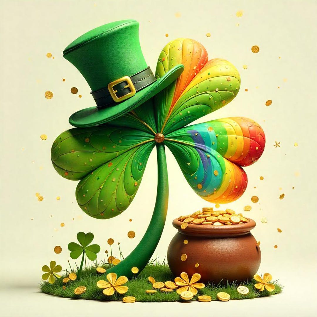 Lucky Shamrock St. Patrick’s Day PNG – Rainbow Clover & Pot of Gold - Etsy