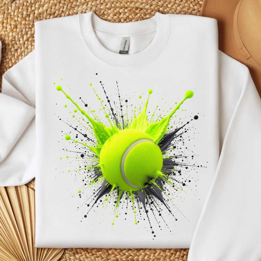 Neon Green Tennis Ball Splash PNG: Sports Sublimation Design (digital ...
