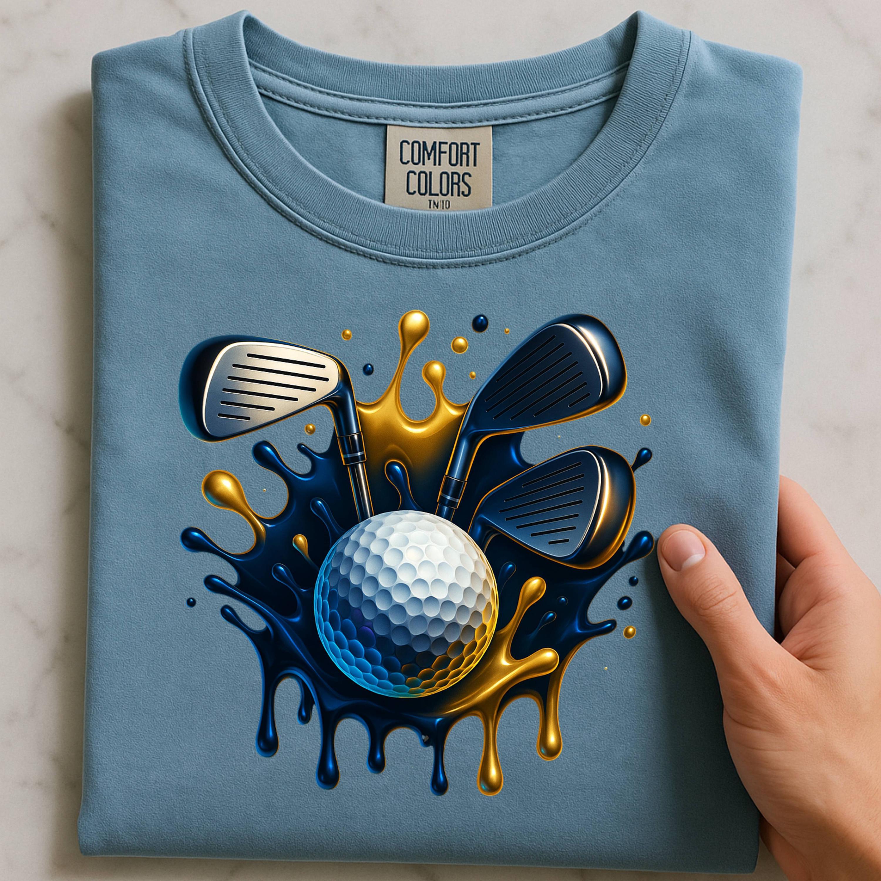 Gold and Blue Golf Ball Splash PNG: Luxury Sports Design (digital ...
