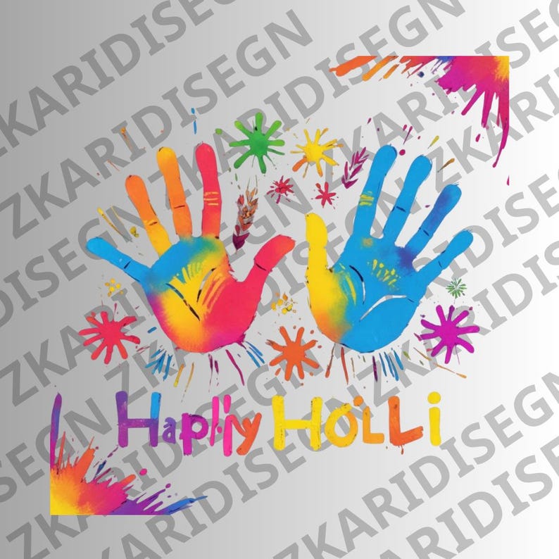Happy Holi Digital Print PNG – Vibrant Festival of Colors Art, Holi ...