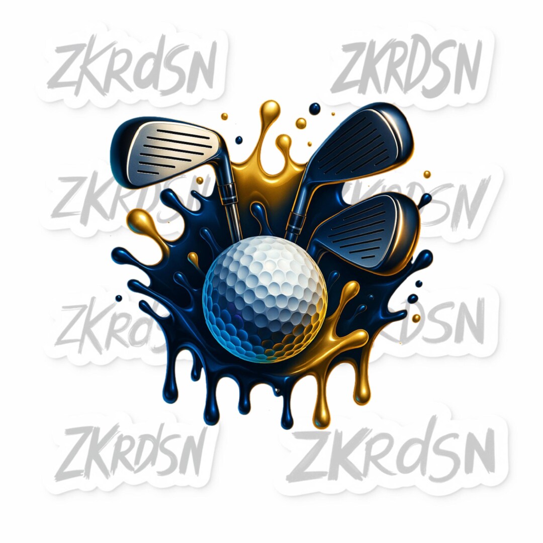 Gold and Blue Golf Ball Splash PNG: Luxury Sports Design (digital ...