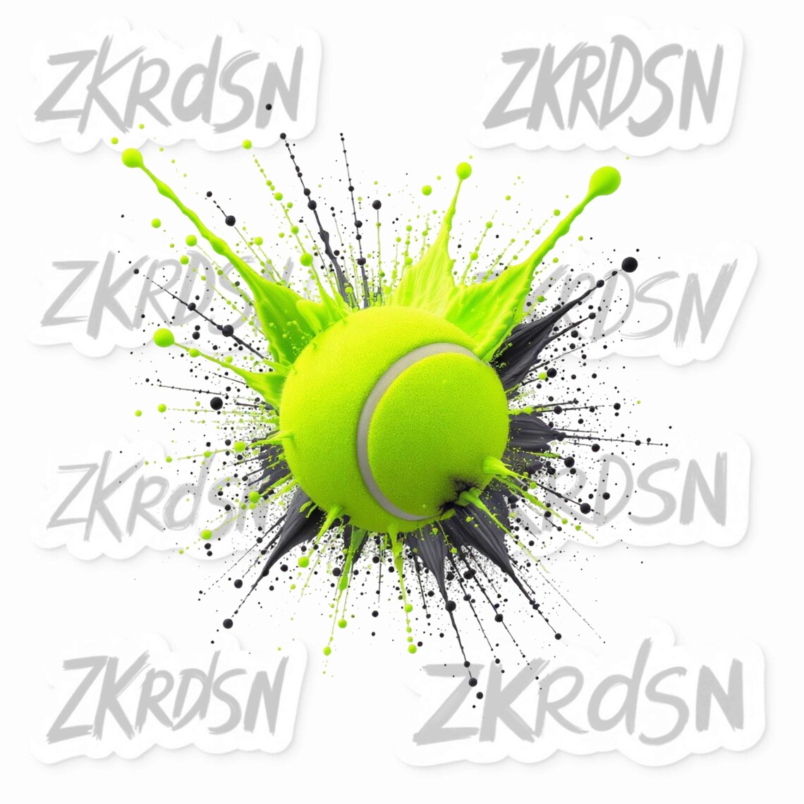 Neon Green Tennis Ball Splash PNG: Sports Sublimation Design (digital ...