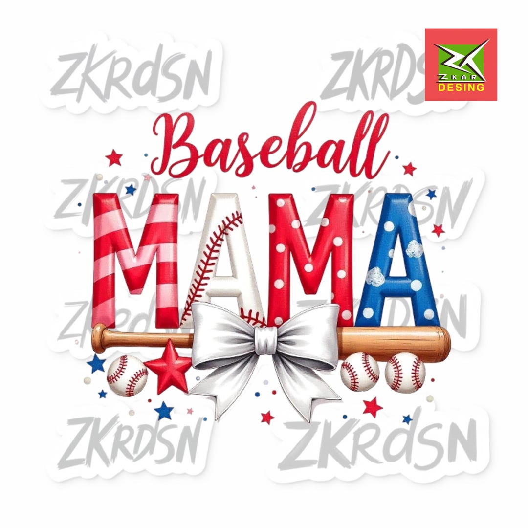 Baseball Mama PNG | Red White Blue Sublimation Design | Patriotic ...